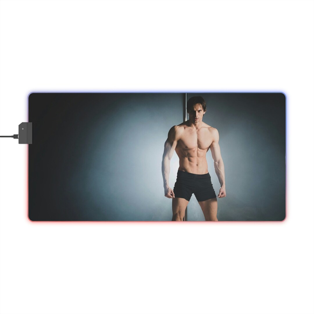 Hot Guy Posing Strong RGB LED Mouse Pad, Large Gaming Mouse Mat ...