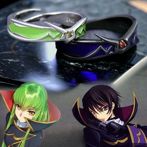 Code Geass Ring Set - Lelouch & C.C. Adjustable | Unisex Anime Cosplay ...