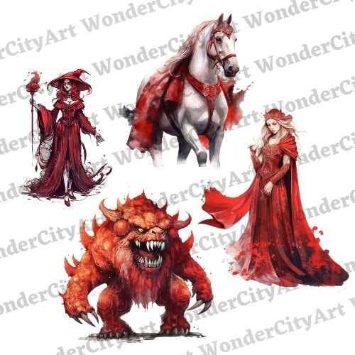 15 Red Medieval Themed Clip Art Bundle, - Etsy