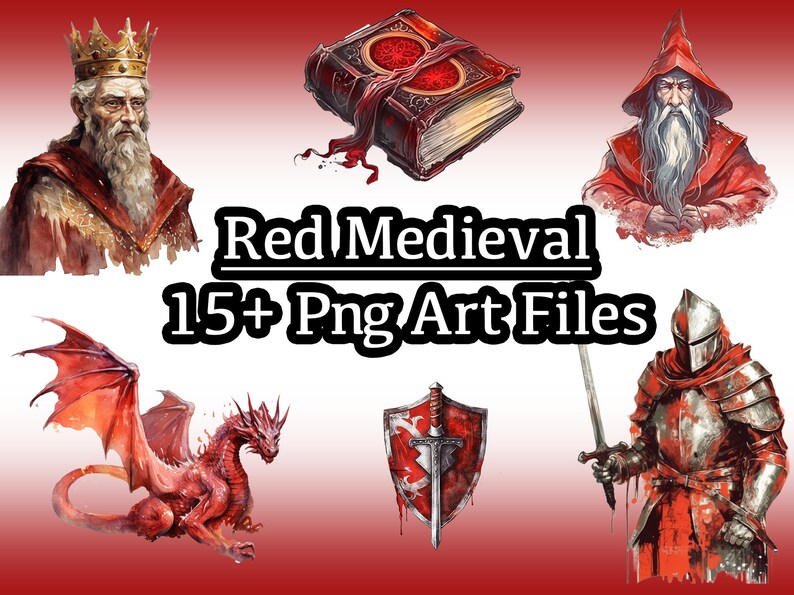 15 Red Medieval Themed Clip Art Bundle, - Etsy