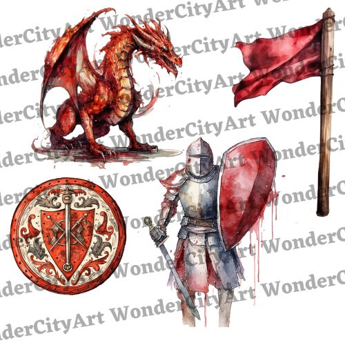 15 Red Medieval Themed Clip Art Bundle, - Etsy