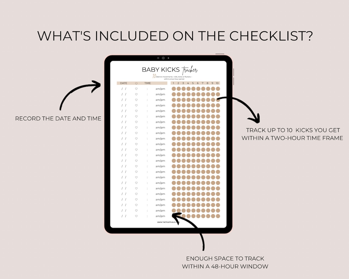Baby Kicks Tracker, Kick Count Log, Kick Count Chart, Fetal Movement ...