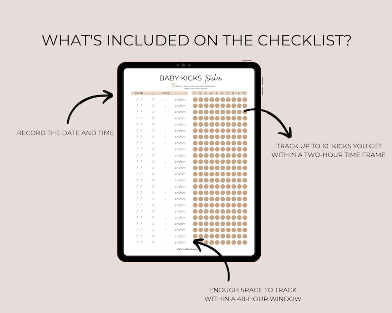 Baby Kicks Tracker, Kick Count Log, Kick Count Chart, Fetal Movement ...