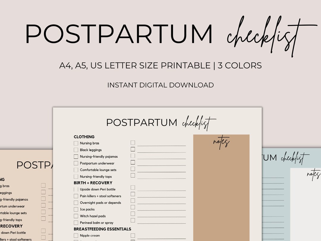 Postpartum Checklist, Postpartum Checklist Printable, Postpartum ...
