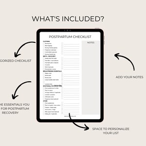 Minimalist Postpartum Checklist, Postpartum Checklist Printable ...