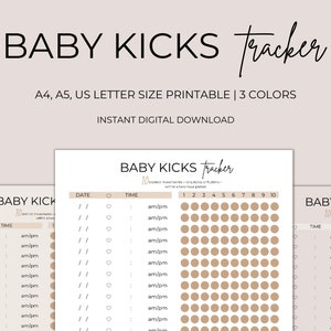 Baby Kicks Tracker, Kick Count Log, Kick Count Chart, Fetal Movement ...