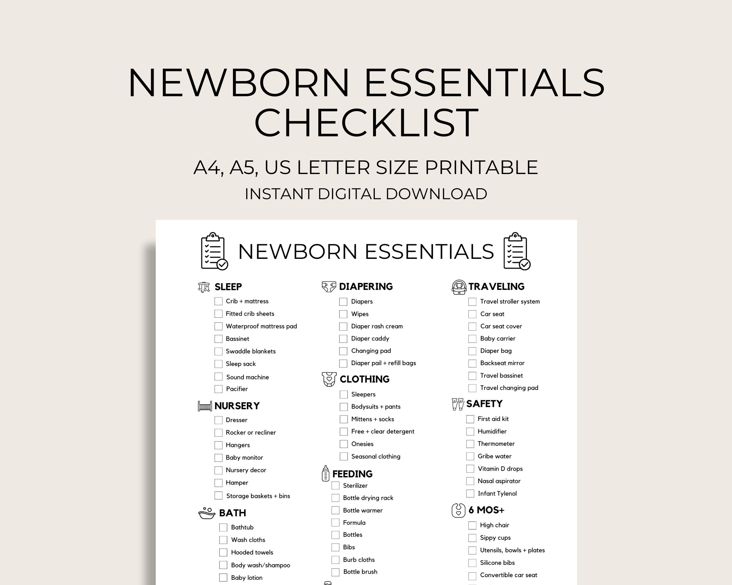 Minimalist Newborn Essentials Checklist, Baby Essentials, Baby Registry ...