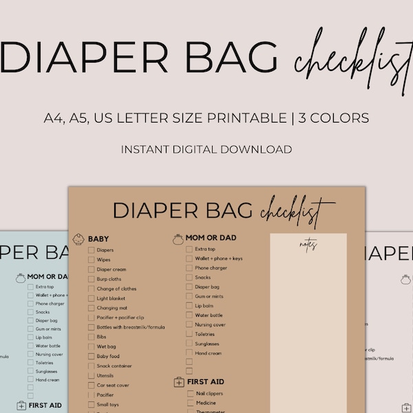 Diaper Bag Checklist and Checklist - Etsy