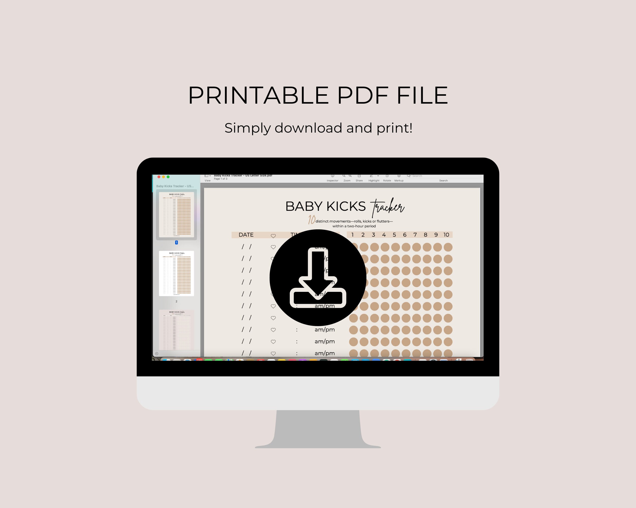 Baby Kicks Tracker, Kick Count Log, Kick Count Chart, Fetal Movement ...
