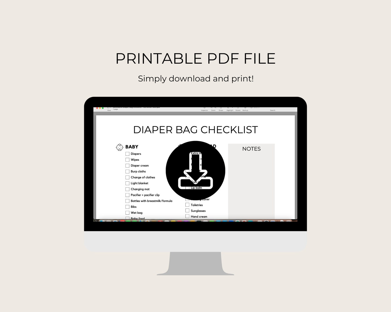 Minimalist Diaper Bag Checklist, Diaper Bag Checklist, Baby Bag ...