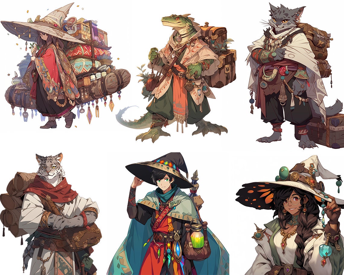 Fantasy Merchant Character Pack Clipart DPI Files 100 Digital Download ...