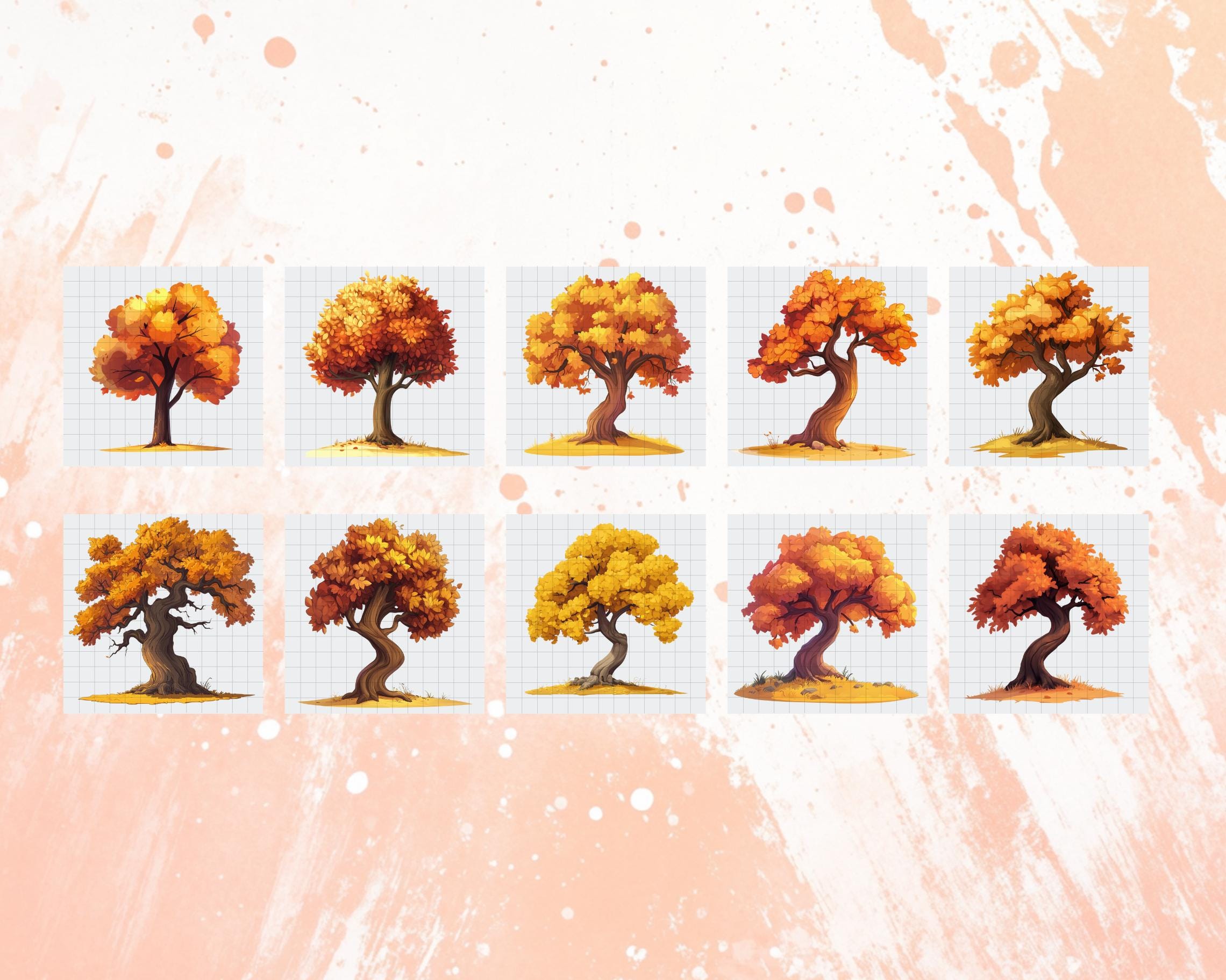 Autumn Tree Pack 1 Clipart | 300 DPI Files 10 PNG Digital Download - Etsy
