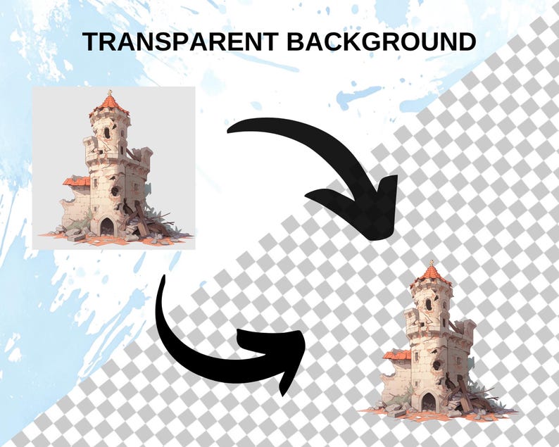 Crumbling Tower Pack Clipart | Set of 10 PNG Files Digital Download ...