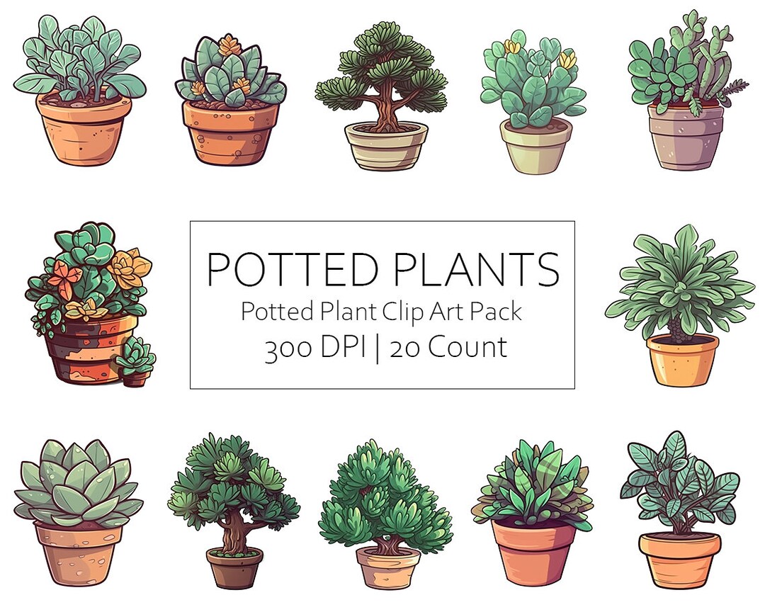 Potted Plant Clip Art Pack | 20 Count - 300 DPI - Etsy