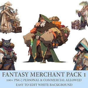 Fantasy Merchant Character Pack Clipart DPI Files 100 Digital Download ...