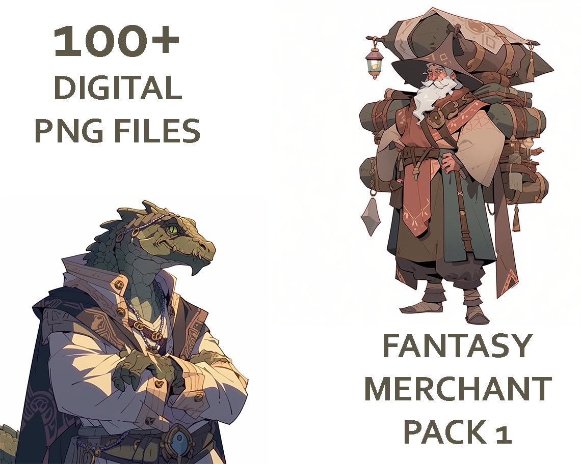 Fantasy Merchant Character Pack Clipart DPI Files 100 Digital Download ...