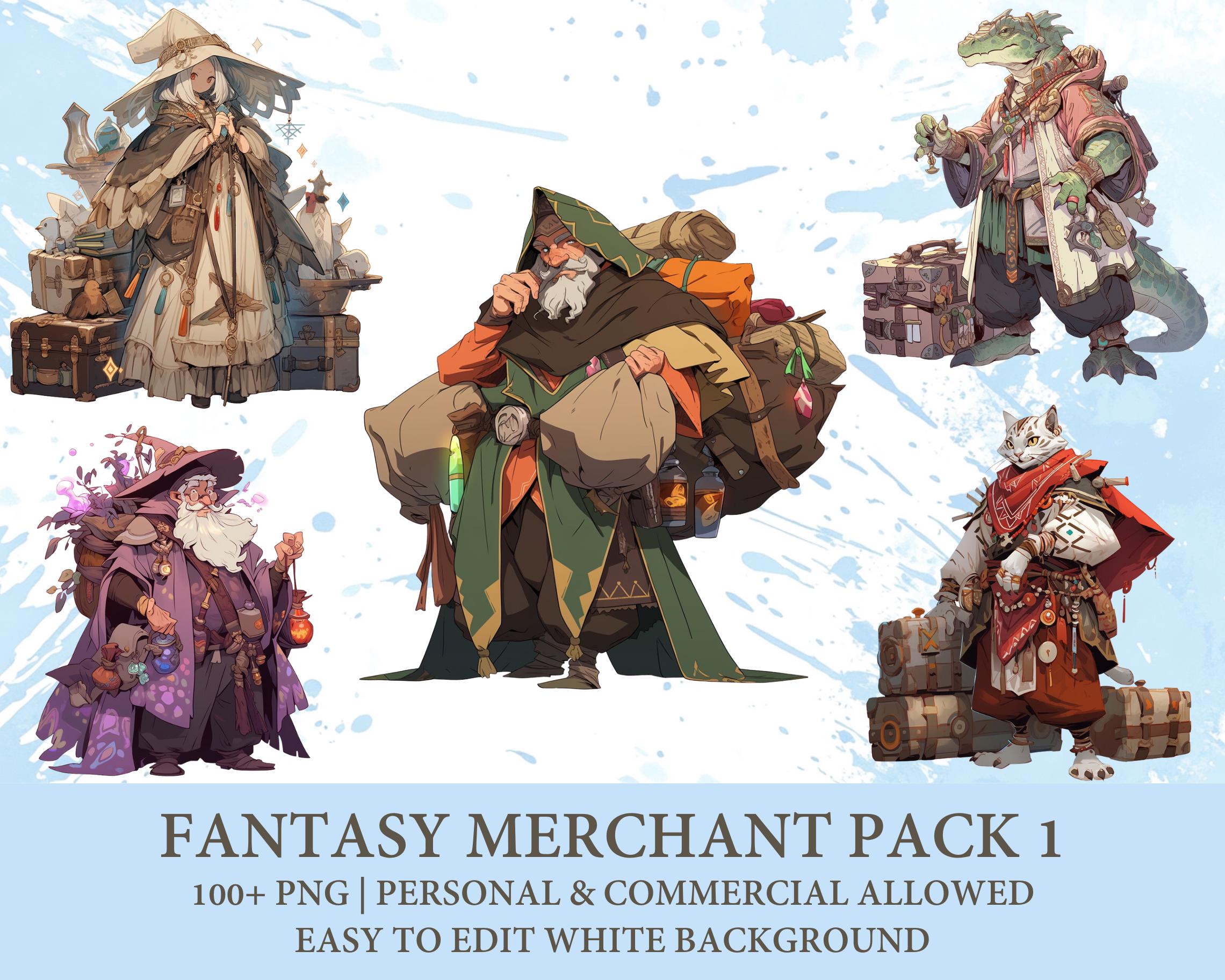 Fantasy Merchant Character Pack Clipart | DPI Files 100+ Digital ...
