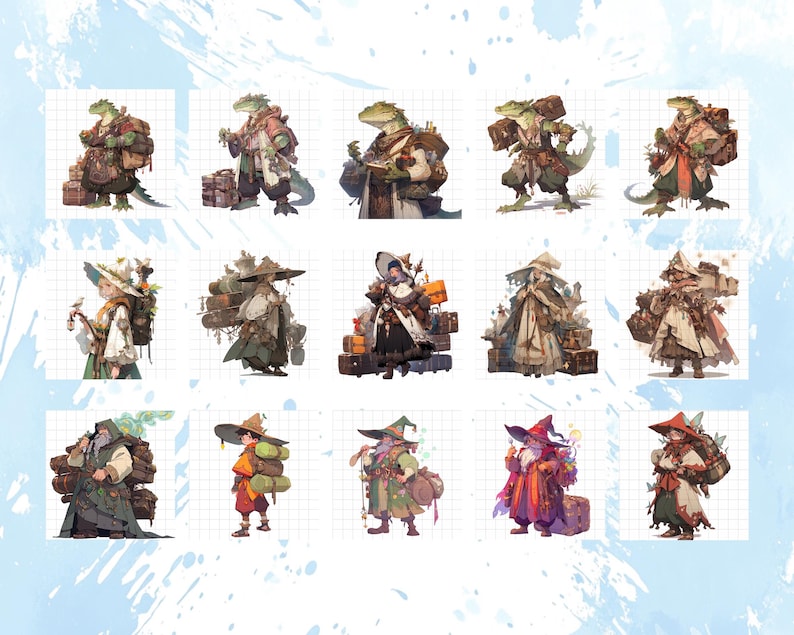 Fantasy Merchant Character Pack Clipart | DPI Files 100+ Digital ...