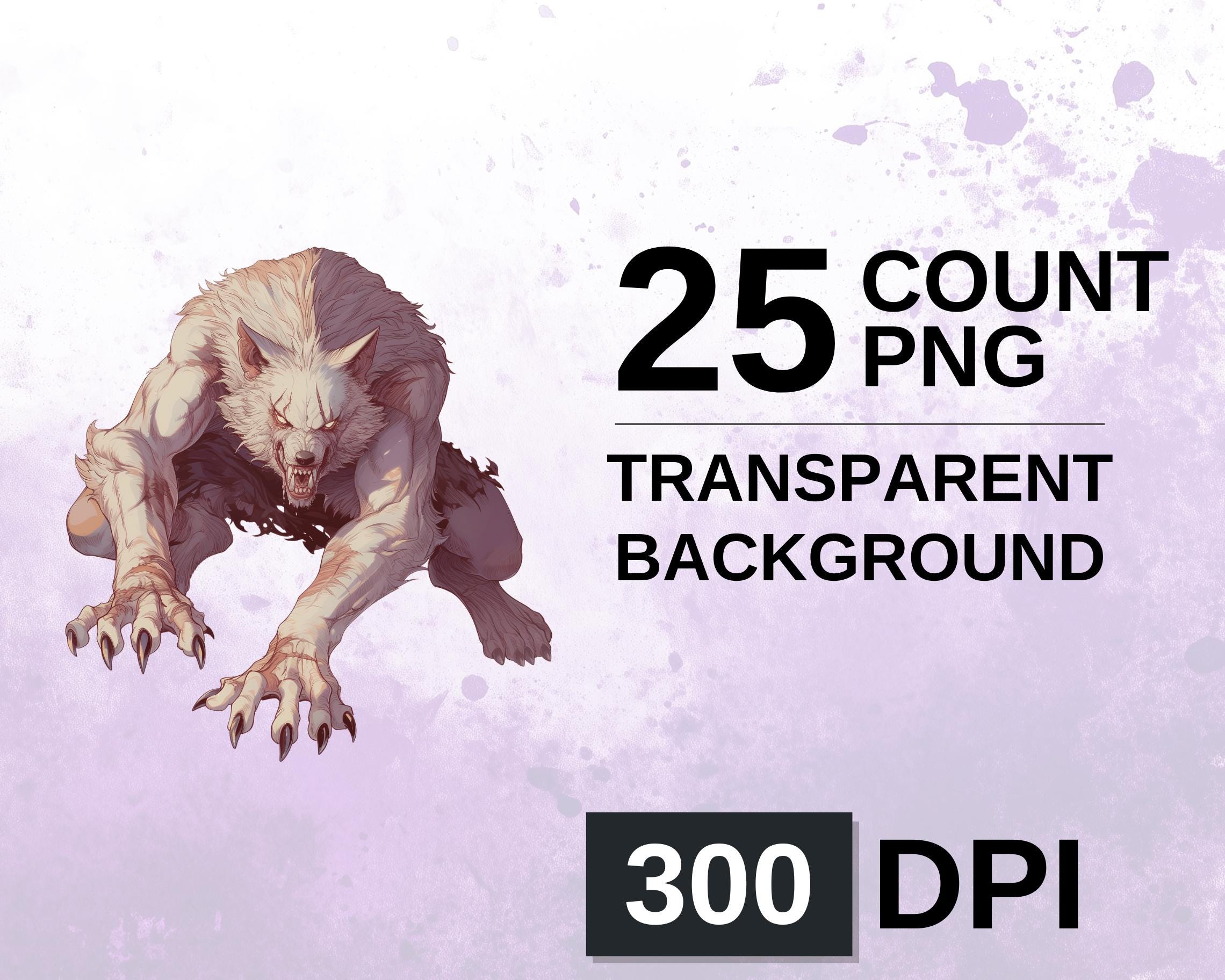 Werewolf Monster Pack 1 Clipart | Set of 25 300 DPI Files Digital ...
