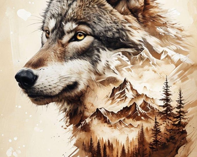 Wolf Print - Etsy