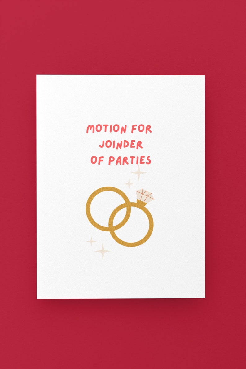 Motion for Joinder of Parties Card | Law Pun Wedding Card | Law Student ...