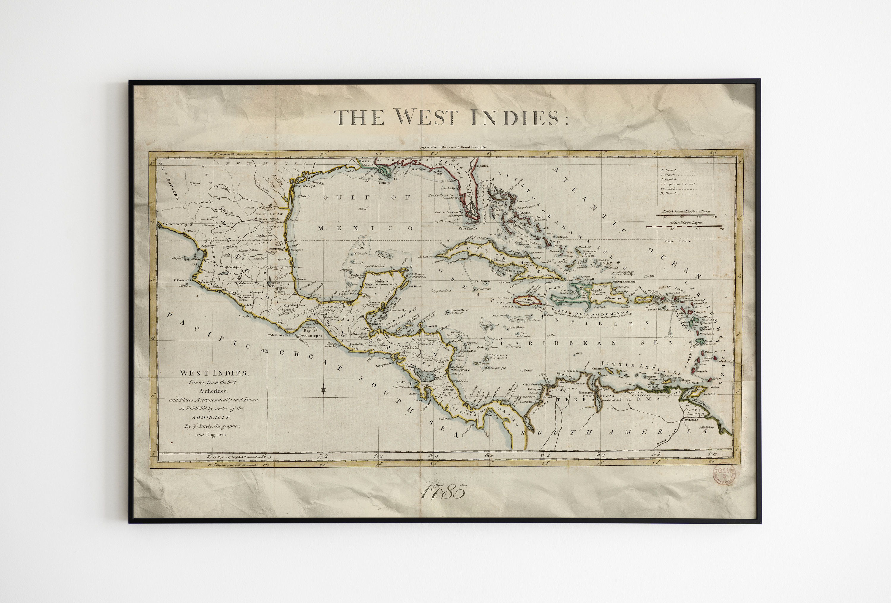 1785 West Indies Map | Genuine British Colonial Antique Map for Digital ...