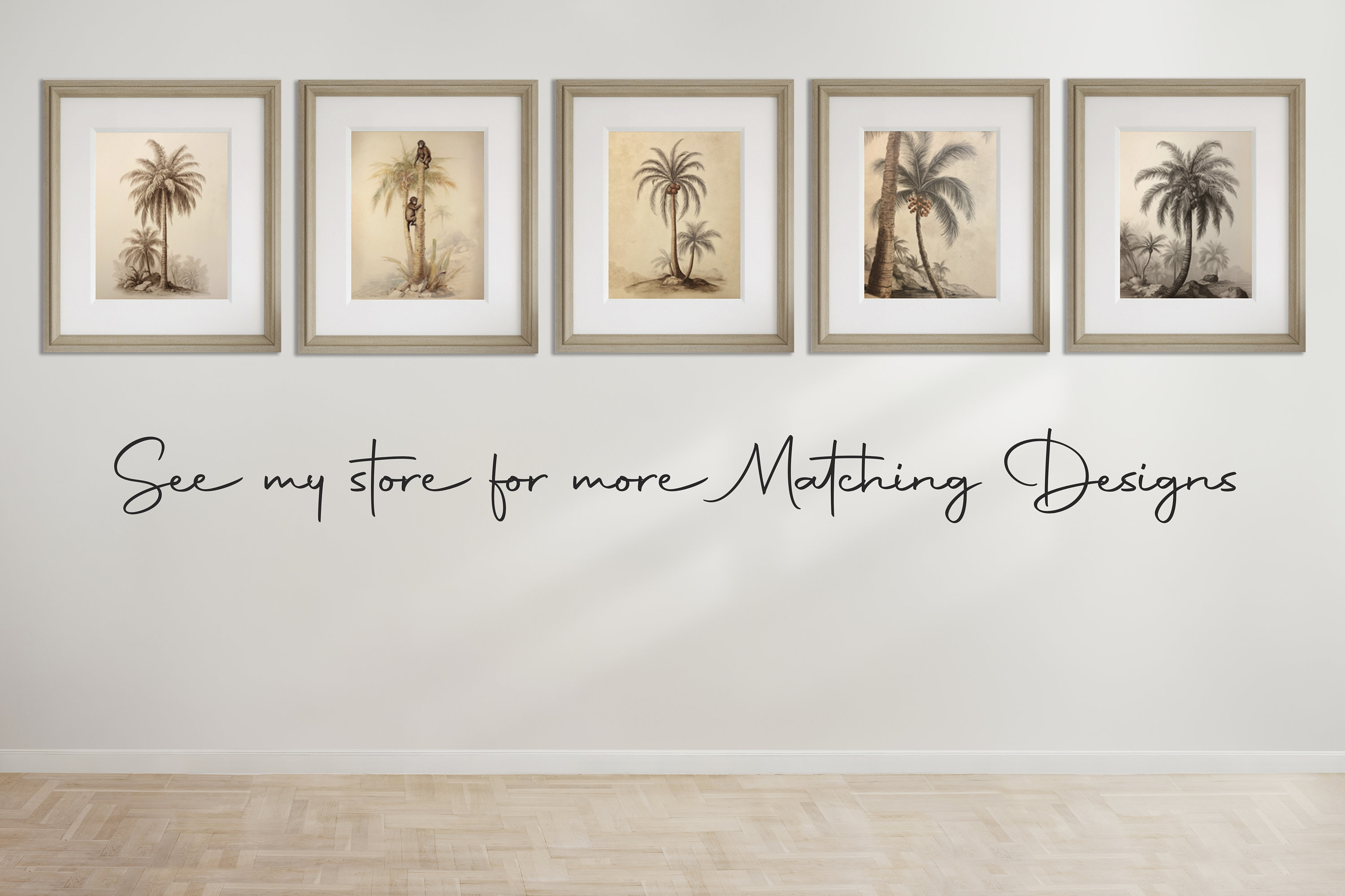 Vintage Palm Print British Colonial Style Wall Art Print Muted Faded ...