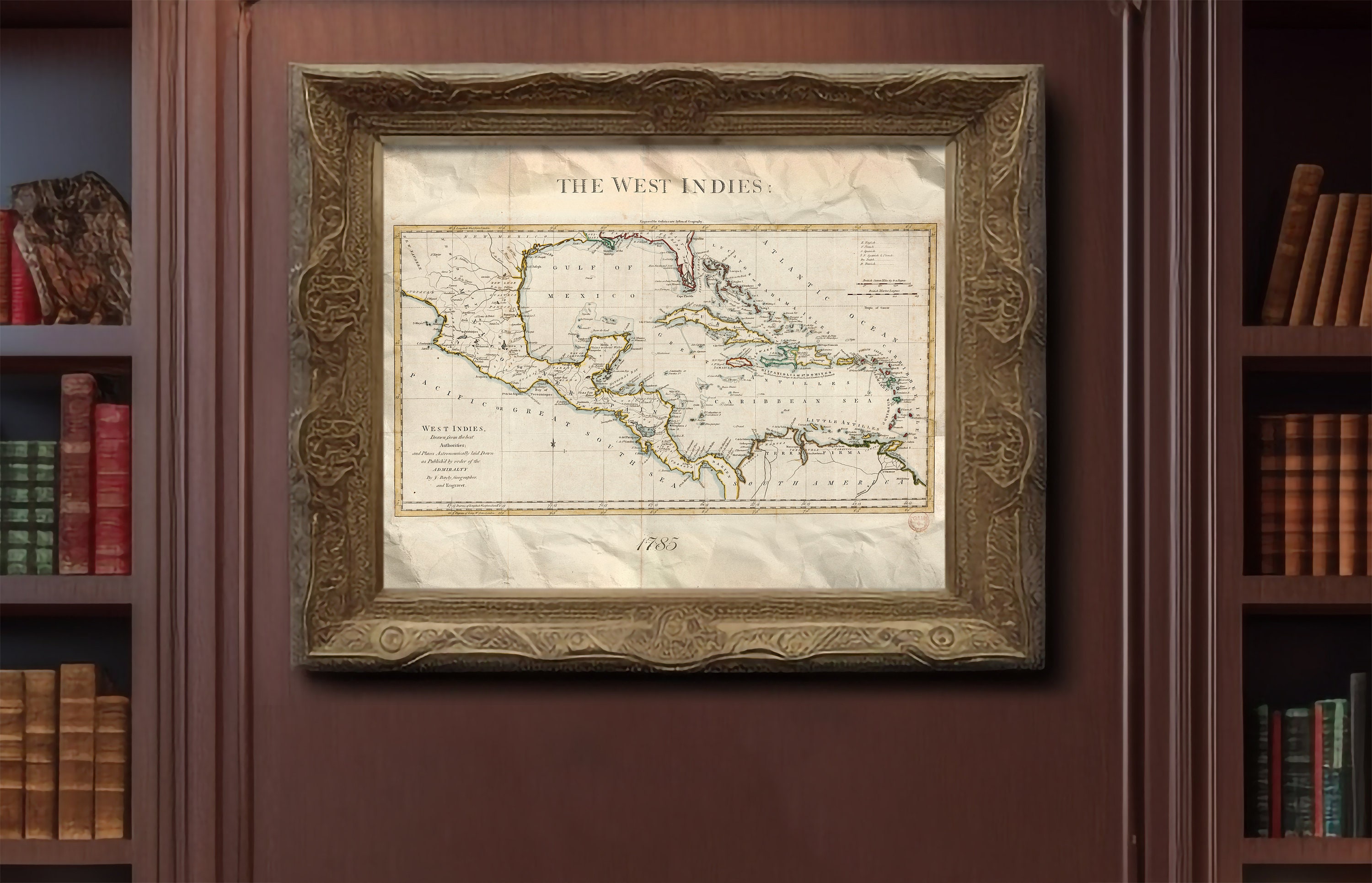 1785 West Indies Map | Genuine British Colonial Antique Map for Digital ...