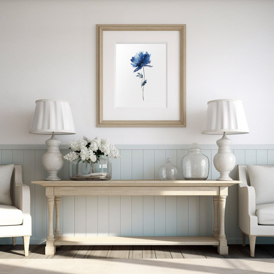 Hamptons Blue Flower Print #1 | Coastal Style Digital Print | Home ...