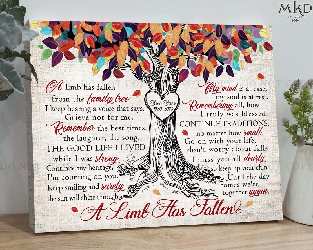 In Memory of Mom Family Tree Grandpa Memorial Gift A Limb - Etsy UK