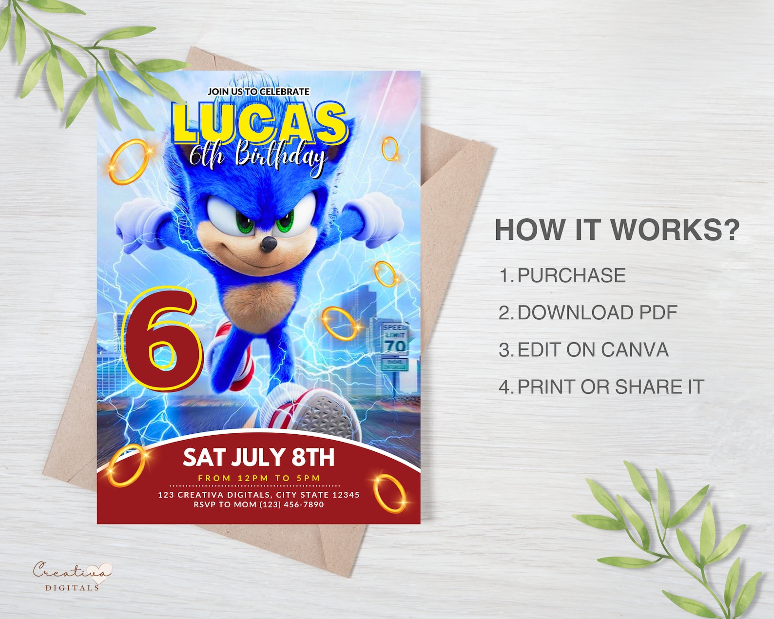 Invitación de cumpleaños de Sonic / Invitación de Super Sonic - Etsy México