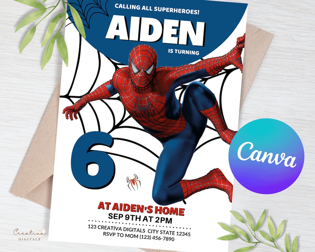 Spiderman Birthday Invitation Spiderman Party Editable - Etsy