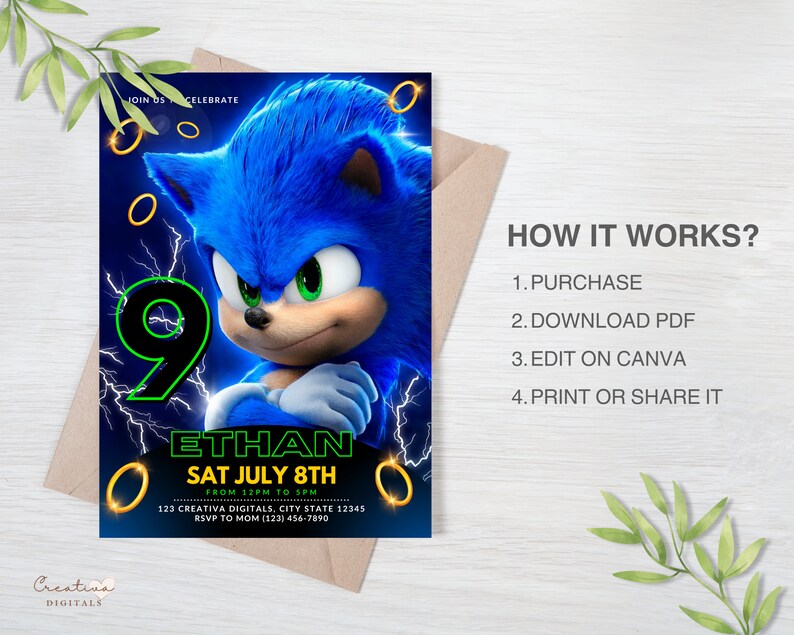 Sonic Invitation Sonic the Hedgehog Editable Sonic - Etsy UK