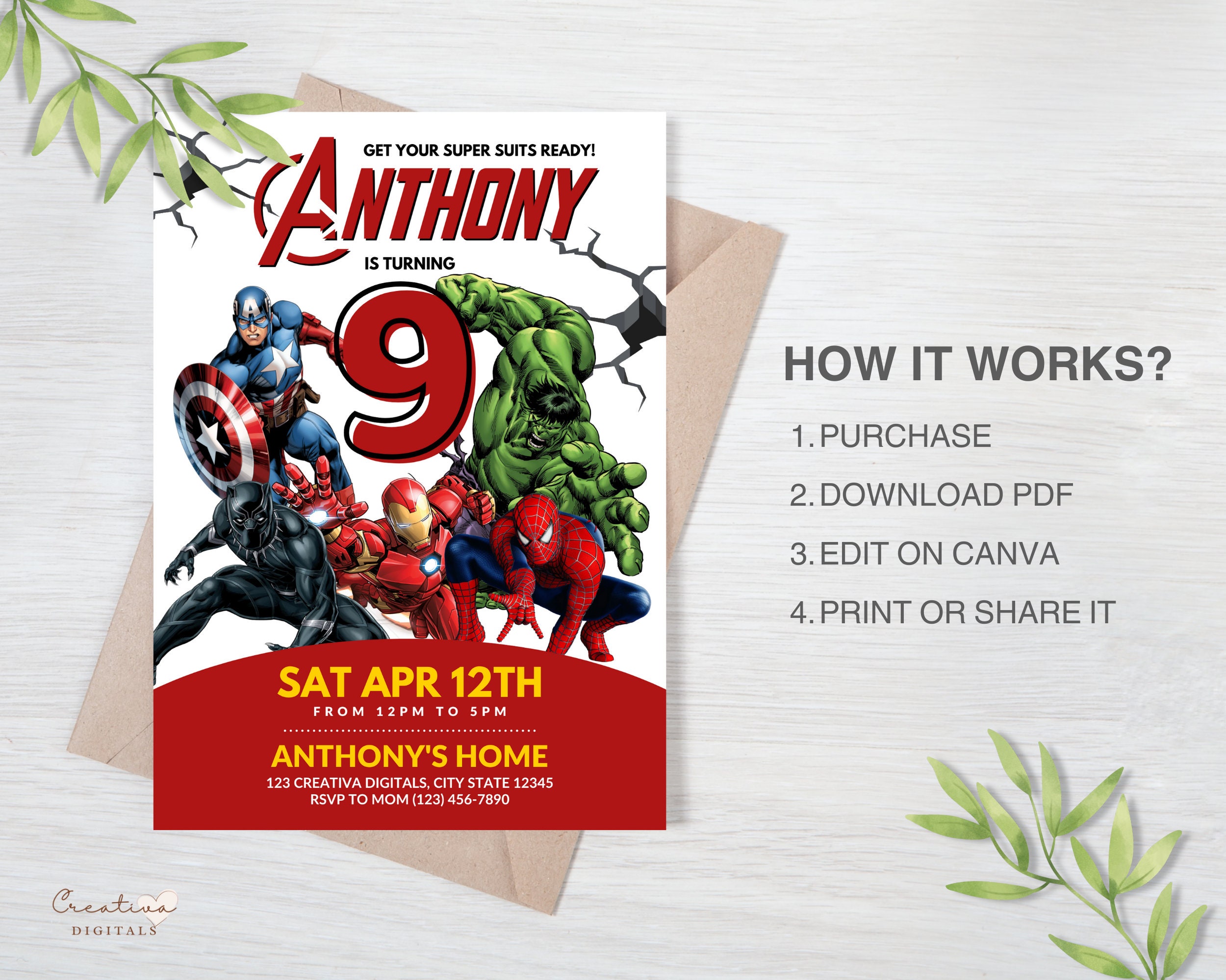 Avengers Party Editable Template Superhero Birthday - Etsy
