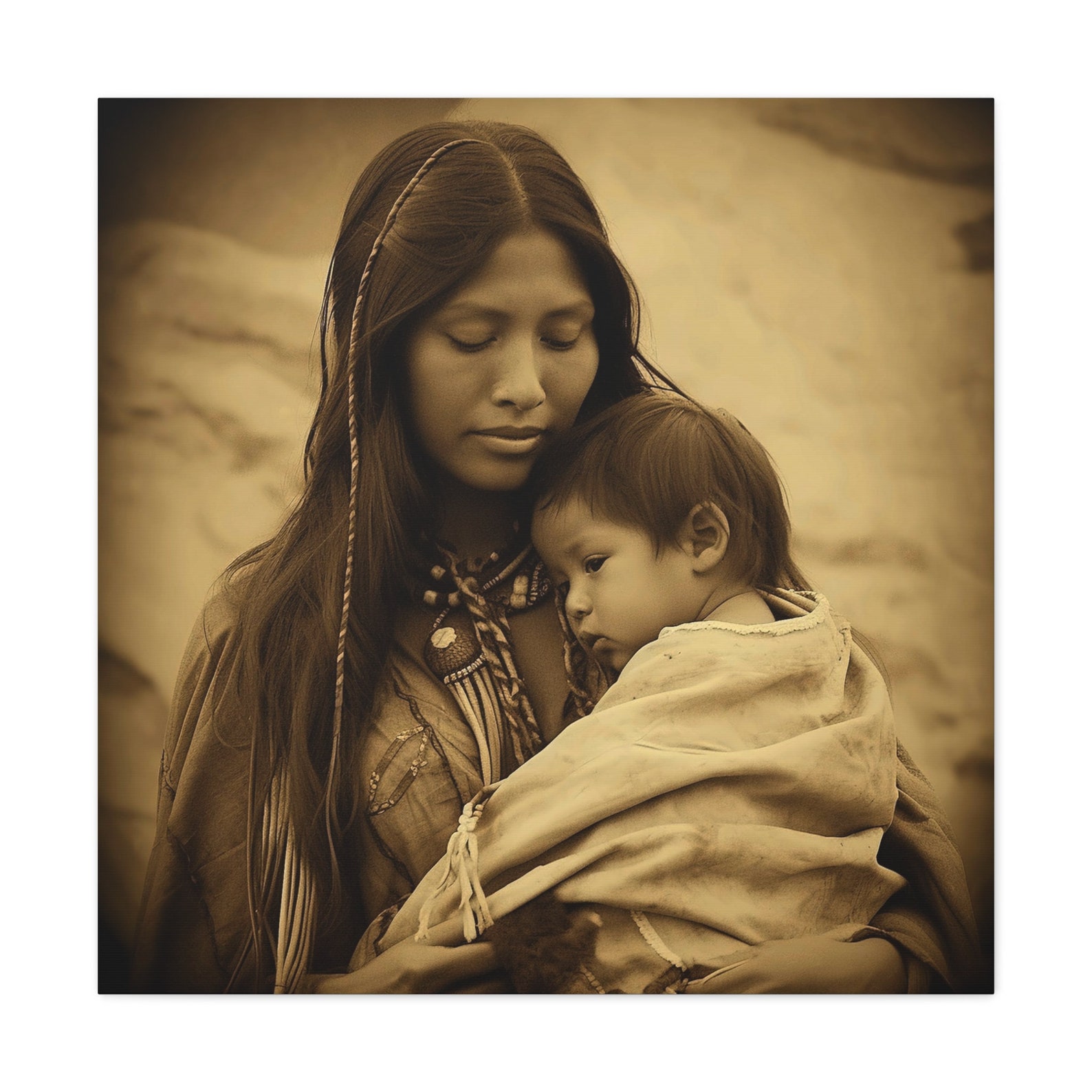 Lovely Native American Mother & Child Wall Art Western Photo Native ...