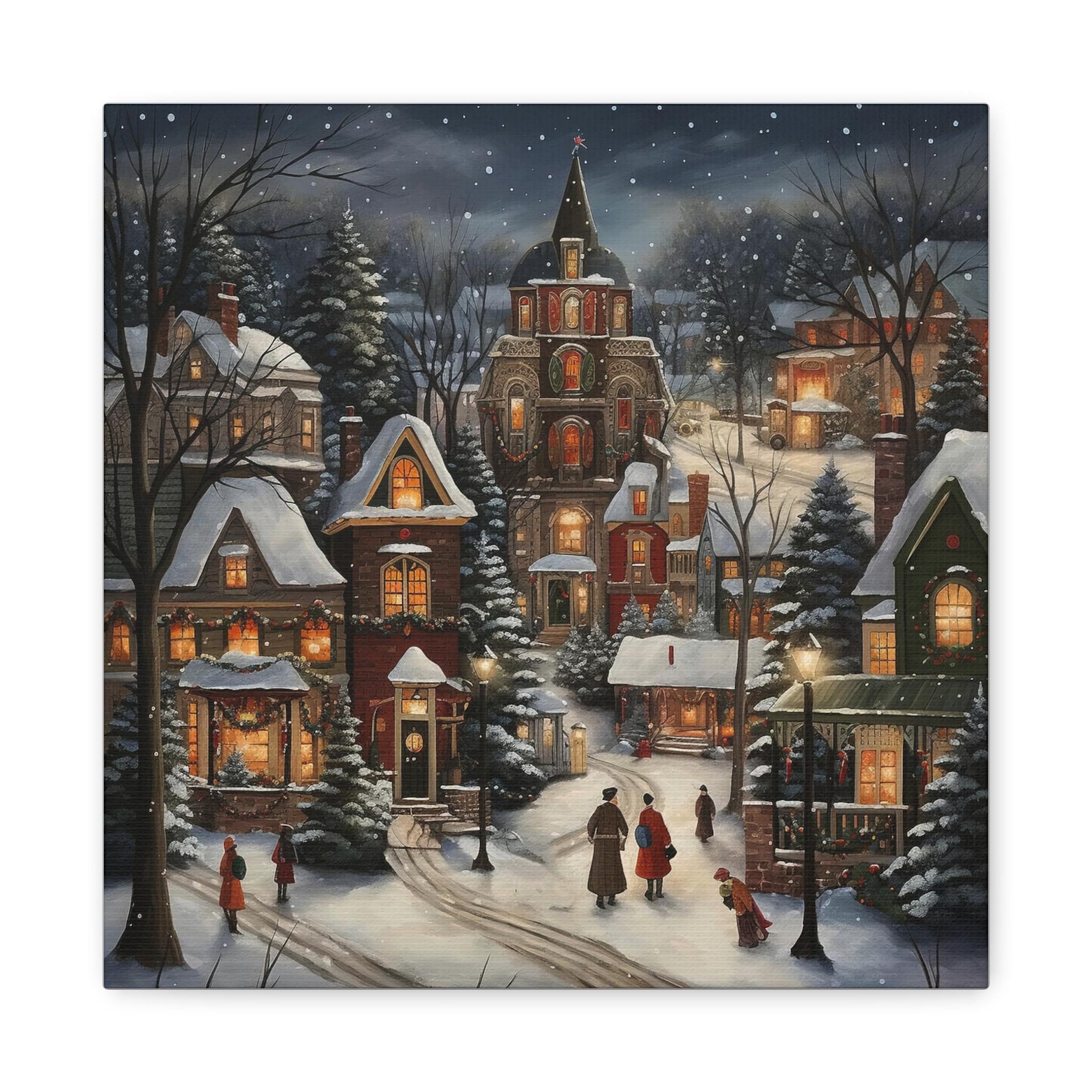 Victorian Christmas Village Canvas Print: Holiday Town Wall Art - Etsy