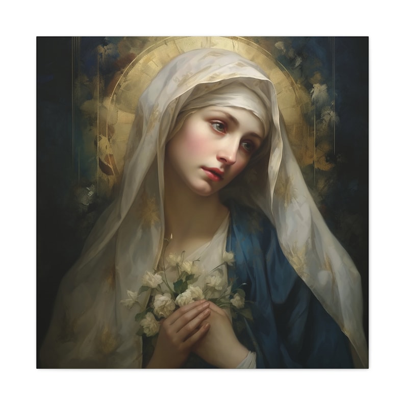 Virgin Mary Wall Art Old World Virgin Mother Artwork Holy Mother ...