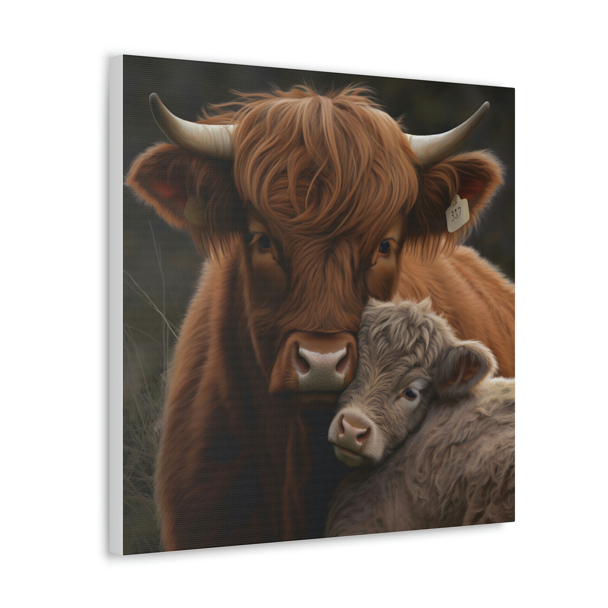 Mother and Baby Highland Cow Print Animal Print Calf Pastoral Wall Art ...
