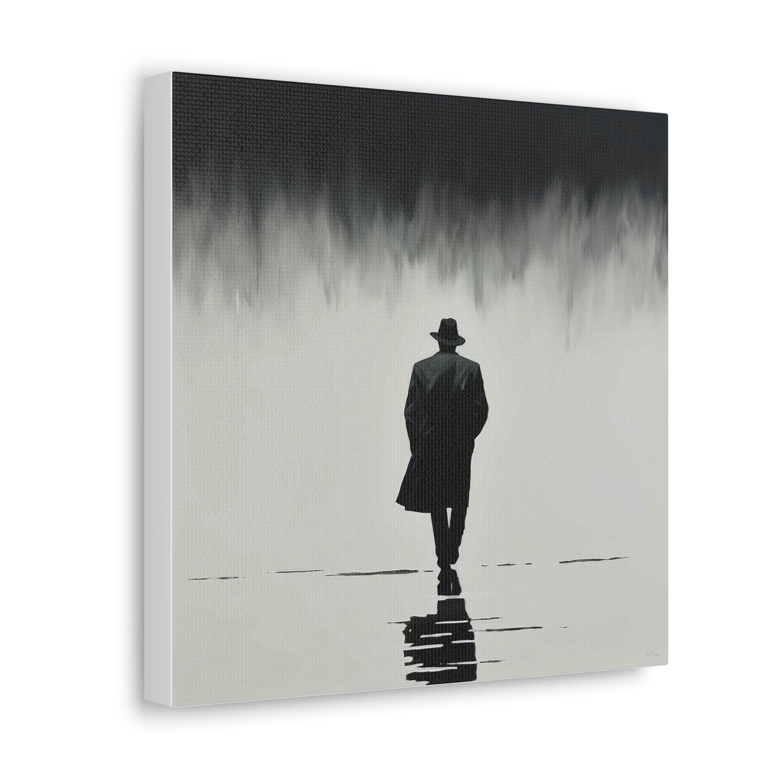 Minimalist Man in Raincoat Wall Art Black Silhouette Art Print Man ...