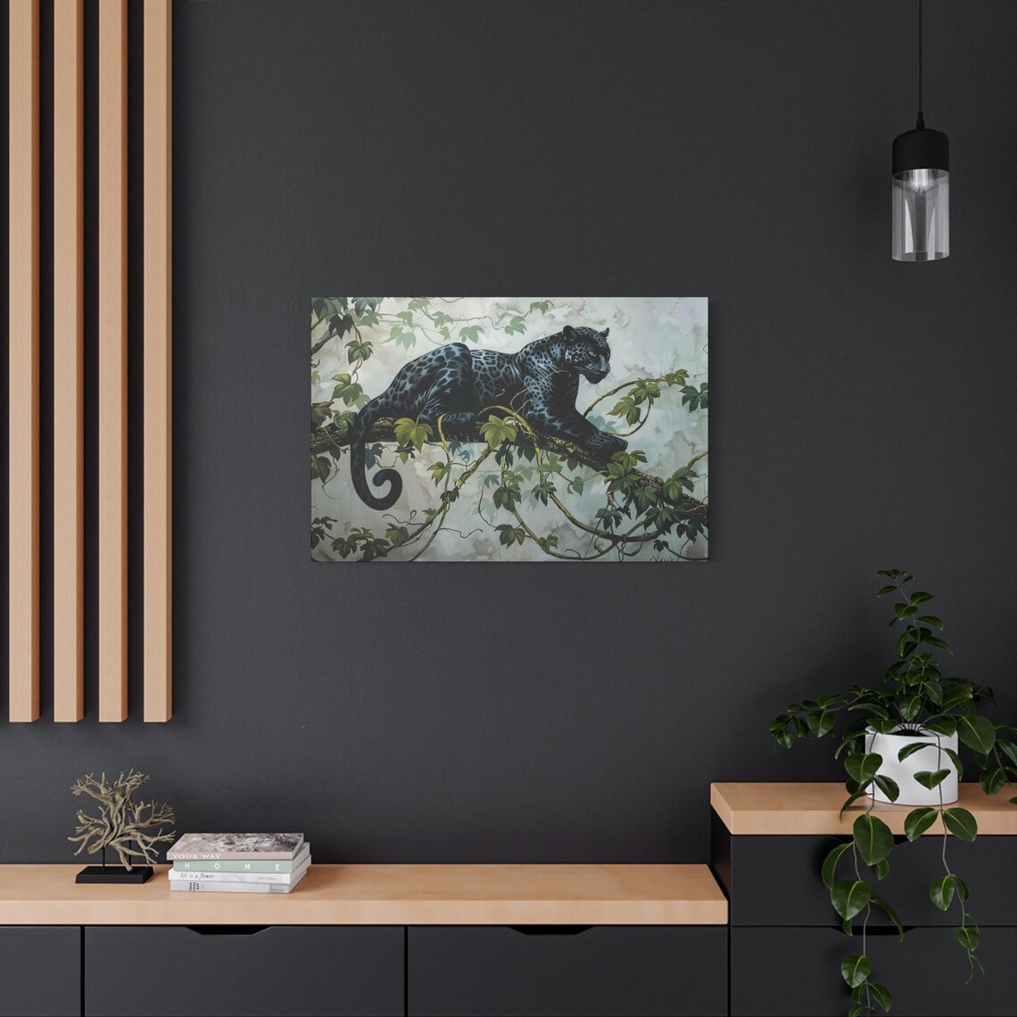 Black Jaguar Canvas Print: Tropical Jungle Cat Wall Art - Etsy