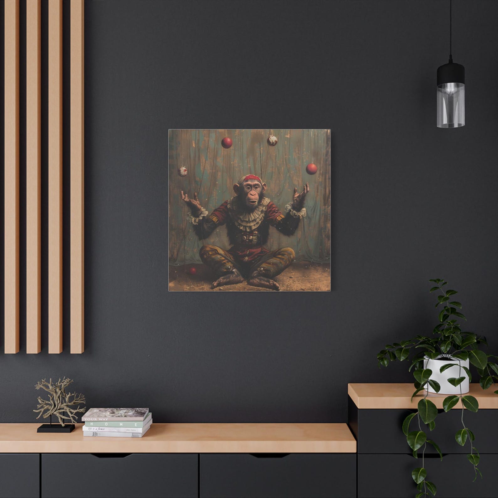Victorian Circus Monkey Canvas Print: Vintage Juggling Animal Wall Art ...