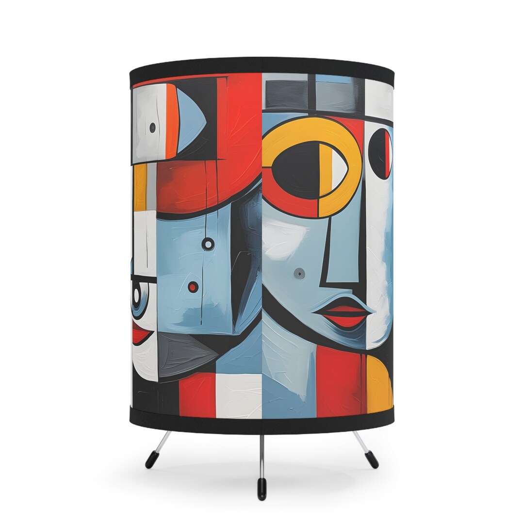 Abstract Art Colorful Lamp With High-res Printed Shade Bedside Table ...