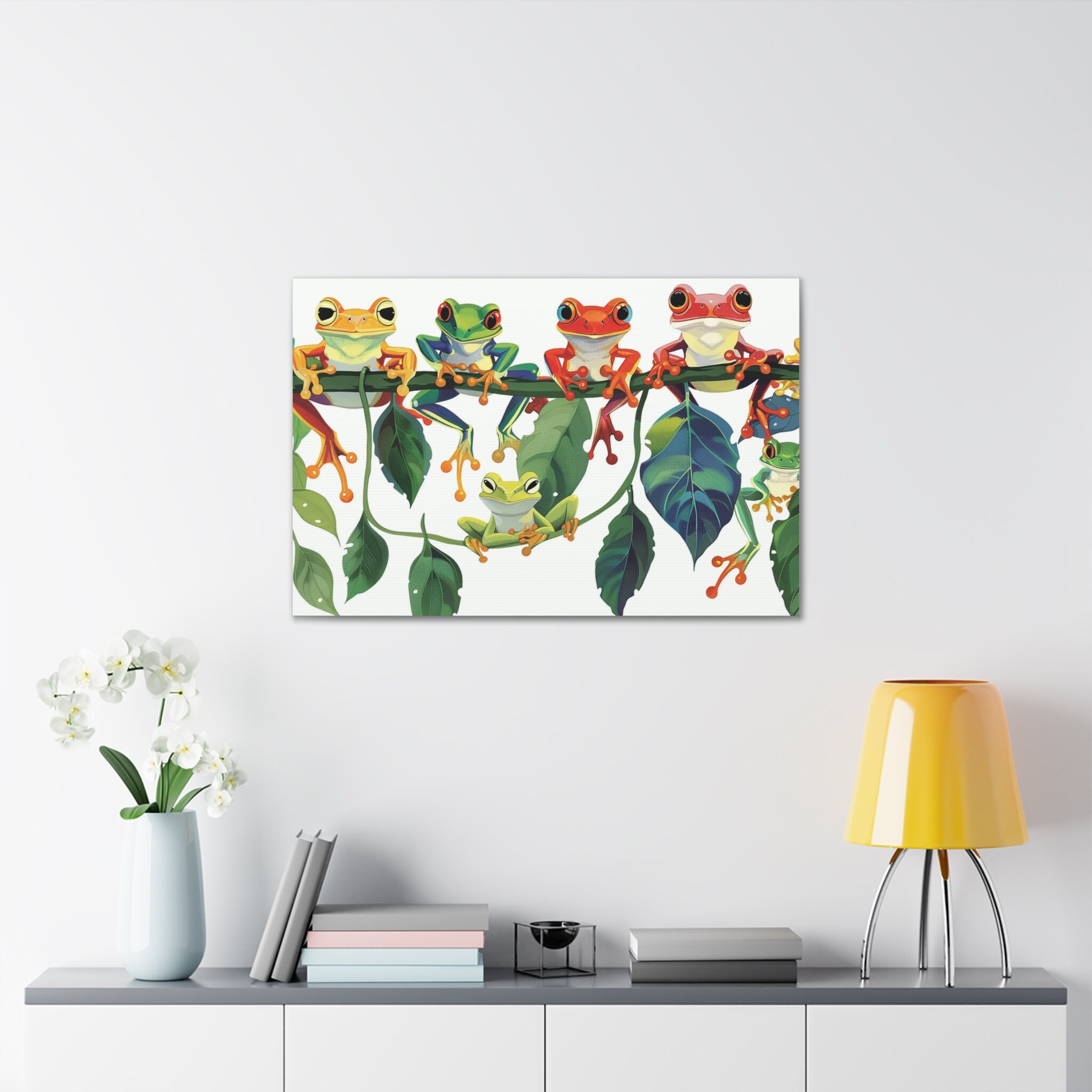 Jungle Frogs Wall Art Cartoon Frogs Art Print Colorful Frogs Wall Art ...