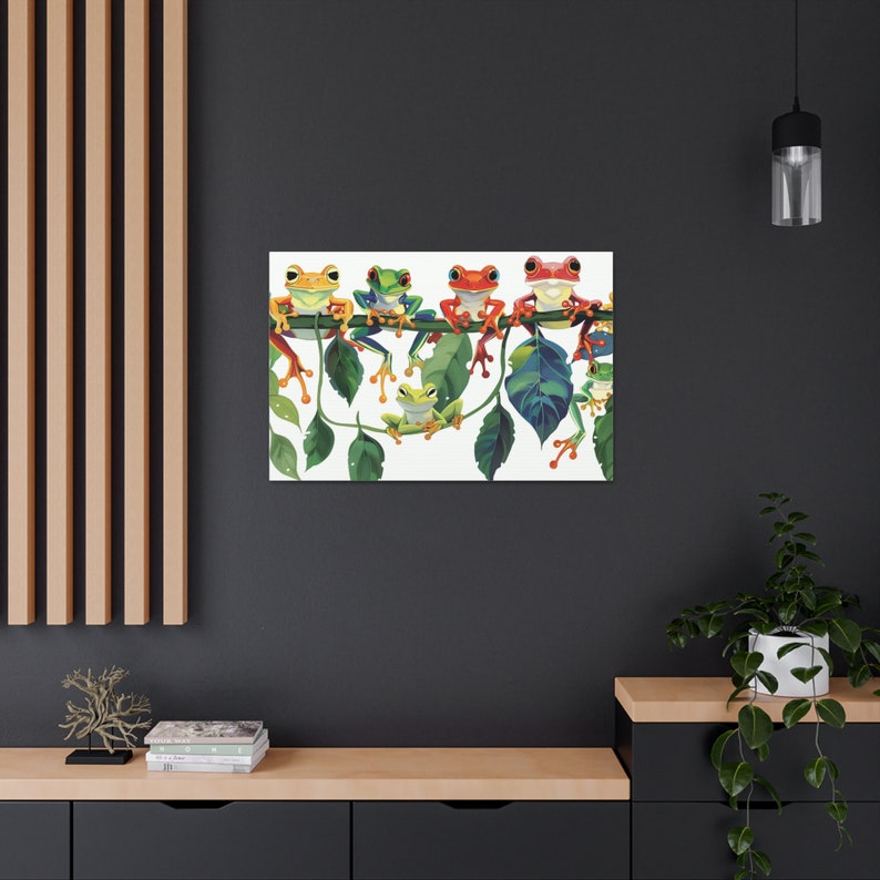 Jungle Frogs Wall Art Cartoon Frogs Art Print Colorful Frogs Wall Art ...