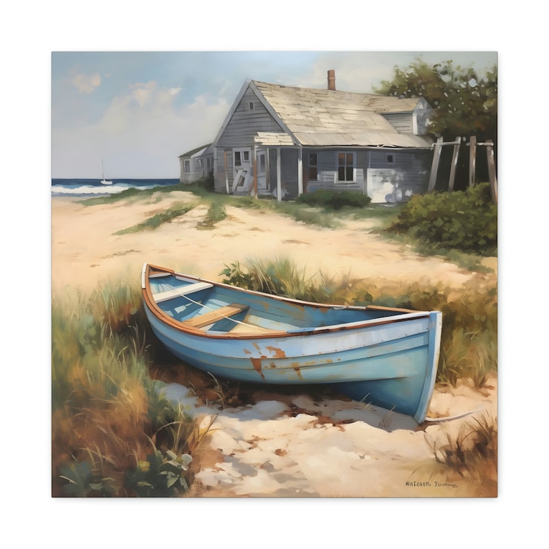 Rowboat Beach House Print Wall Art Cape Cod Beach Print Rowboat Wall ...