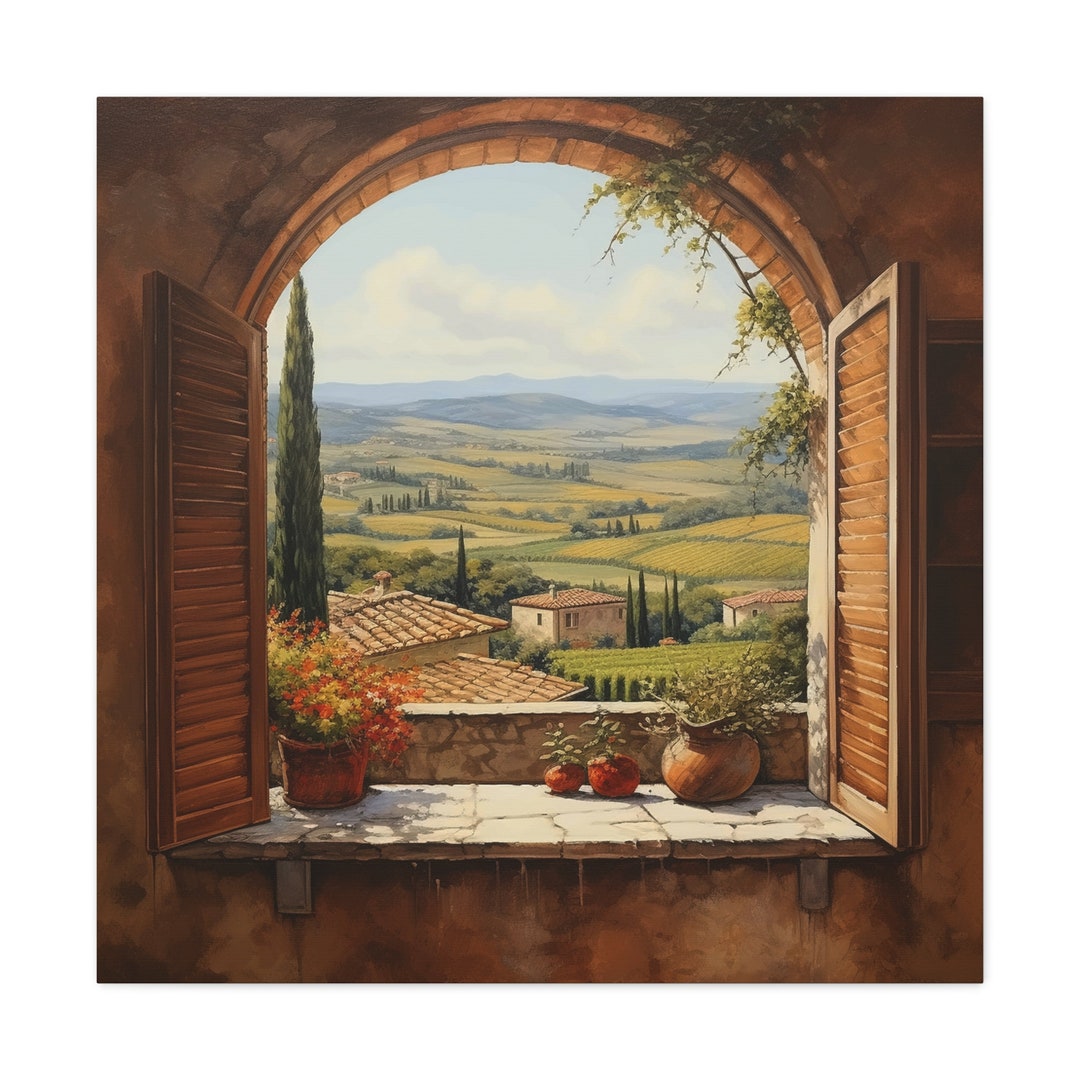 Tuscan View Wall Art Charming Italian Landscape Art Print Arched ...