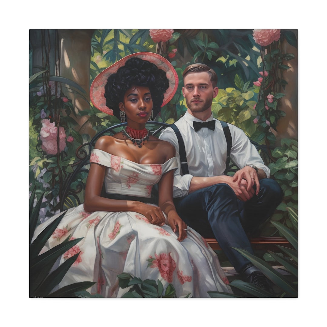 Biracial Romance Wall Art Beautiful Black Woman Art Print Interracial ...