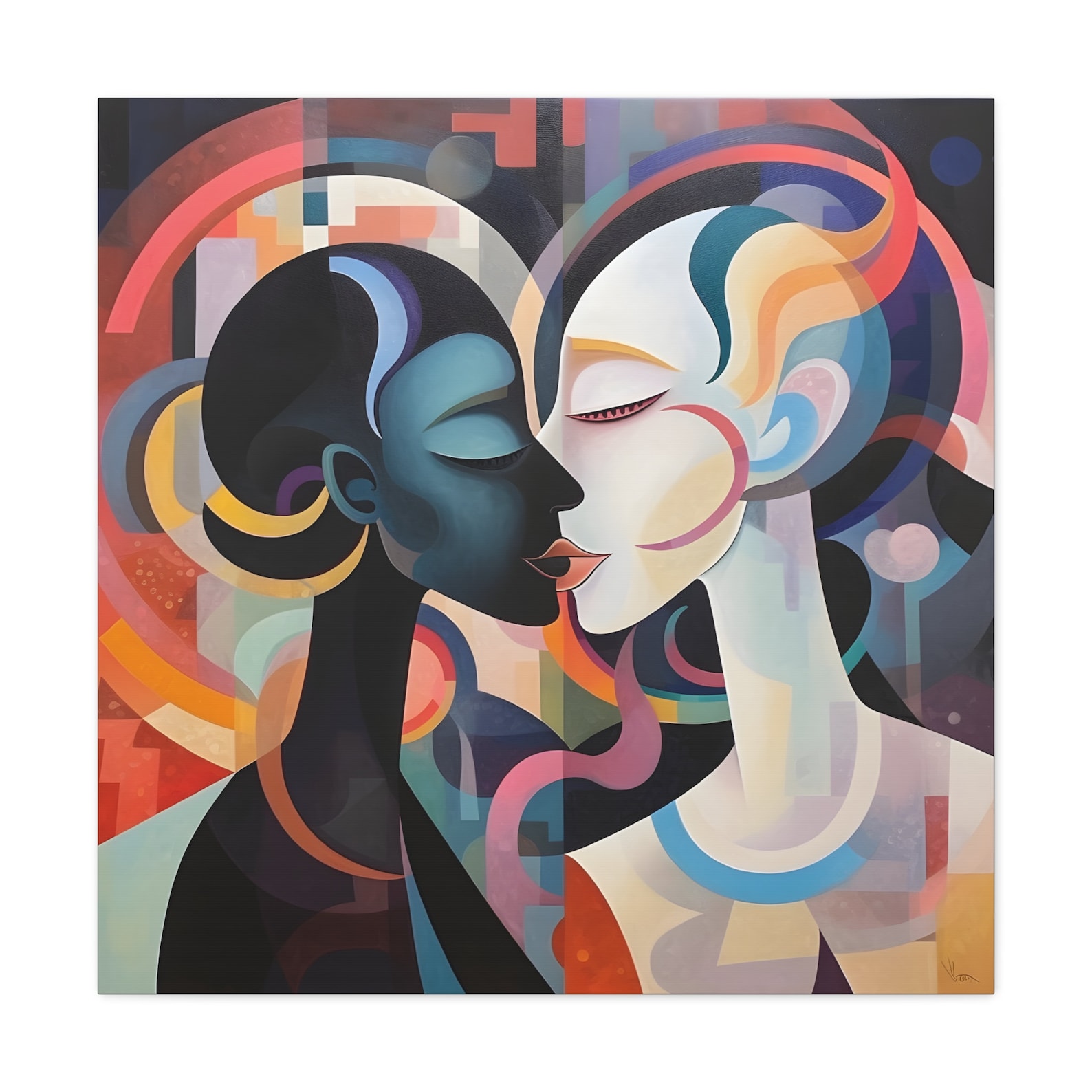 Abstract Lovers Art Print Surreal Wall Art Unique Abstract Style Art ...