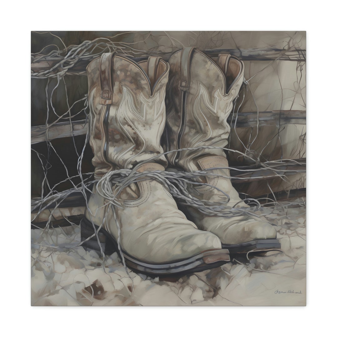 Cowboy Boots Print Wall Art Old Boots Print Western Wall Art Cowboy ...