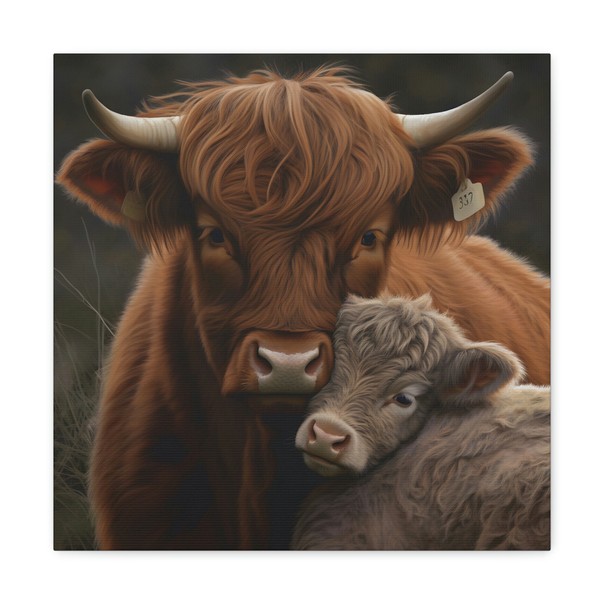 Mother and Baby Highland Cow Print Animal Print Calf Pastoral Wall Art ...